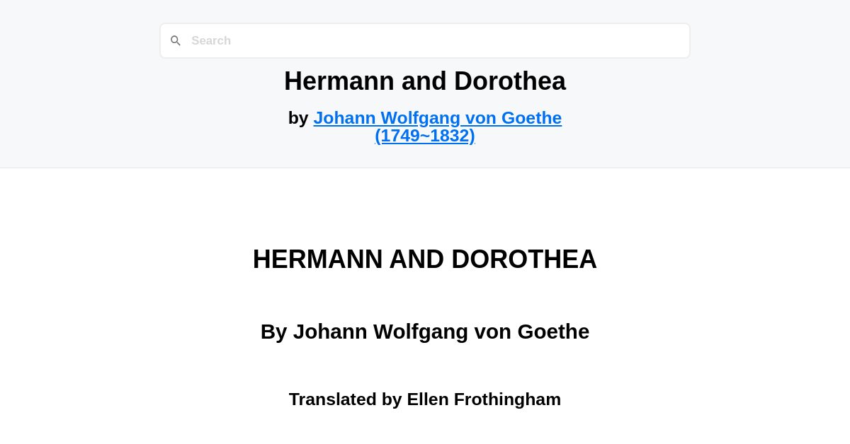 Hermann and Dorothea by Johann Wolfgang von Goethe (1749~1832)