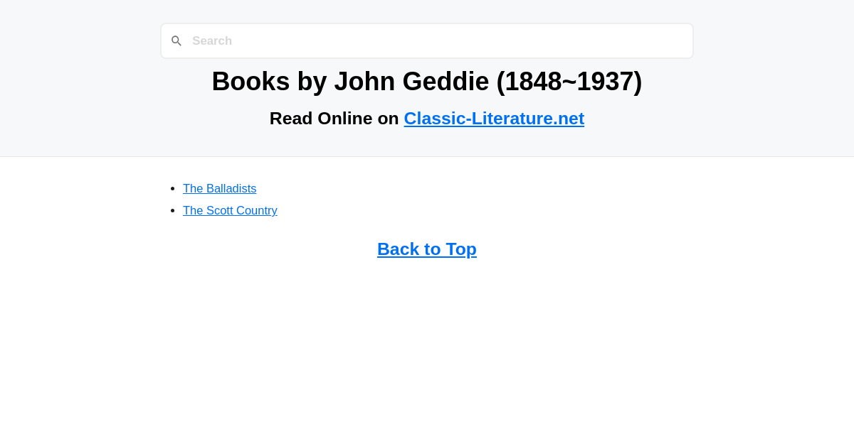 Books by John Geddie (1848~1937) - Read Online on Classic-Literature.net