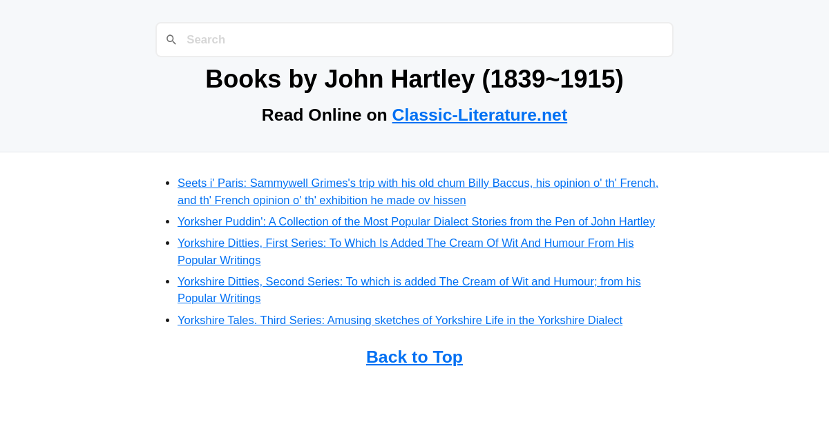 Books by John Hartley (1839~1915) - Read Online on Classic-Literature.net
