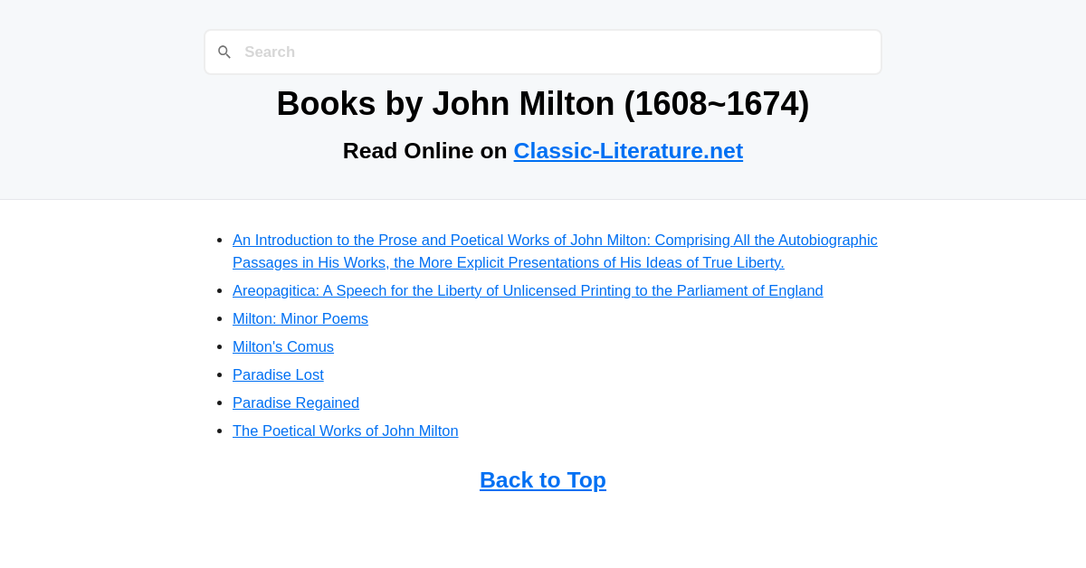 Books by John Milton (1608~1674) - Read Online on Classic-Literature.net