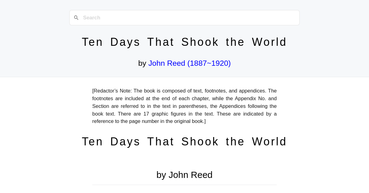 Ten Days That Shook the World by John Reed (1887~1920)