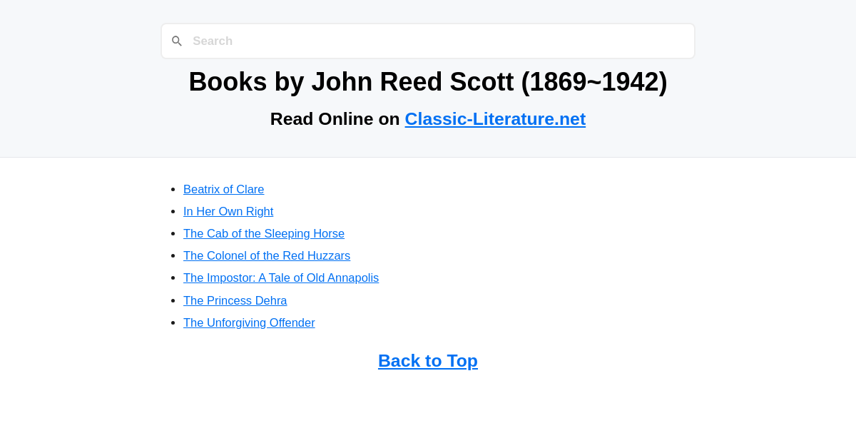 Books by John Reed Scott (1869~1942) - Read Online on Classic ...