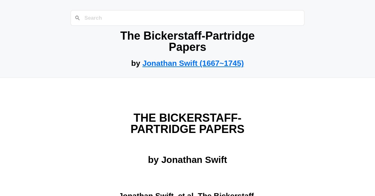 The Bickerstaff-Partridge Papers by Jonathan Swift (1667~1745)