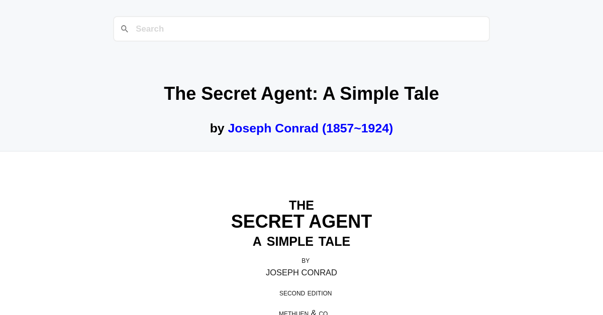 The Secret Agent: A Simple Tale by Joseph Conrad (1857-1924)