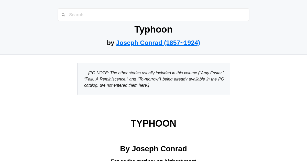 Typhoon by Joseph Conrad (1857~1924)