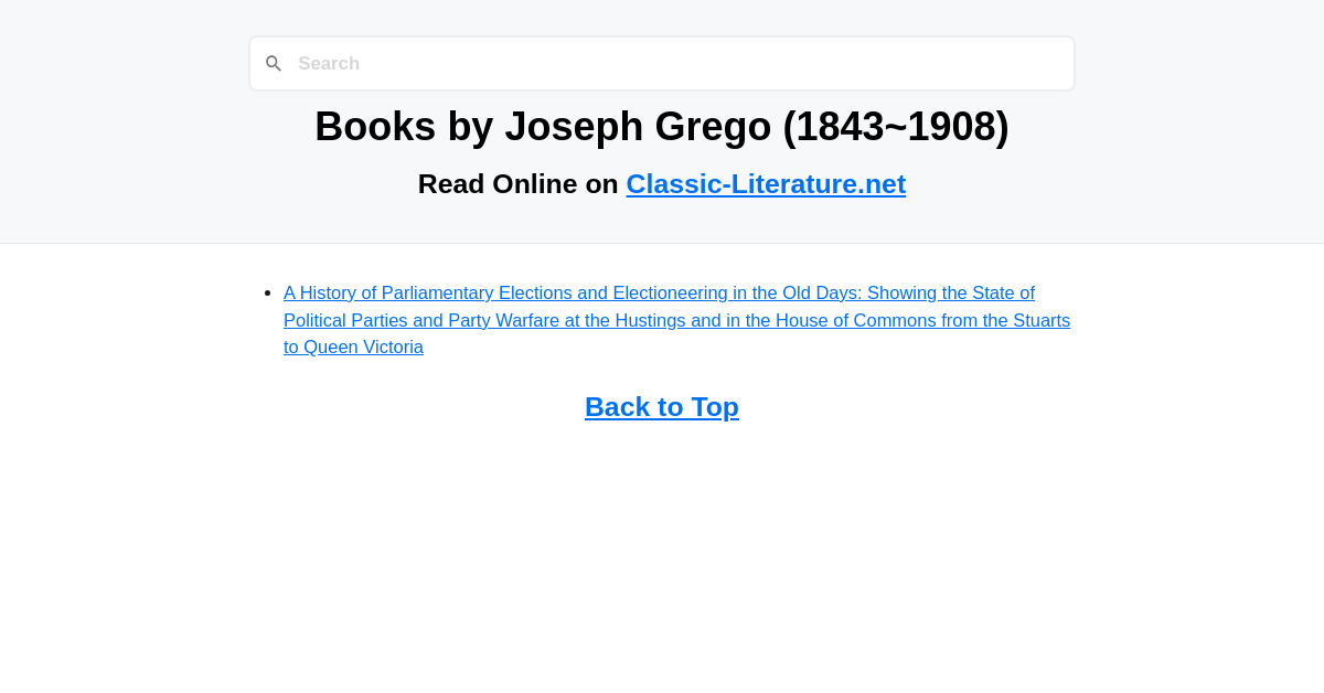 Books by Joseph Grego (1843~1908) - Read Online on Classic-Literature.net