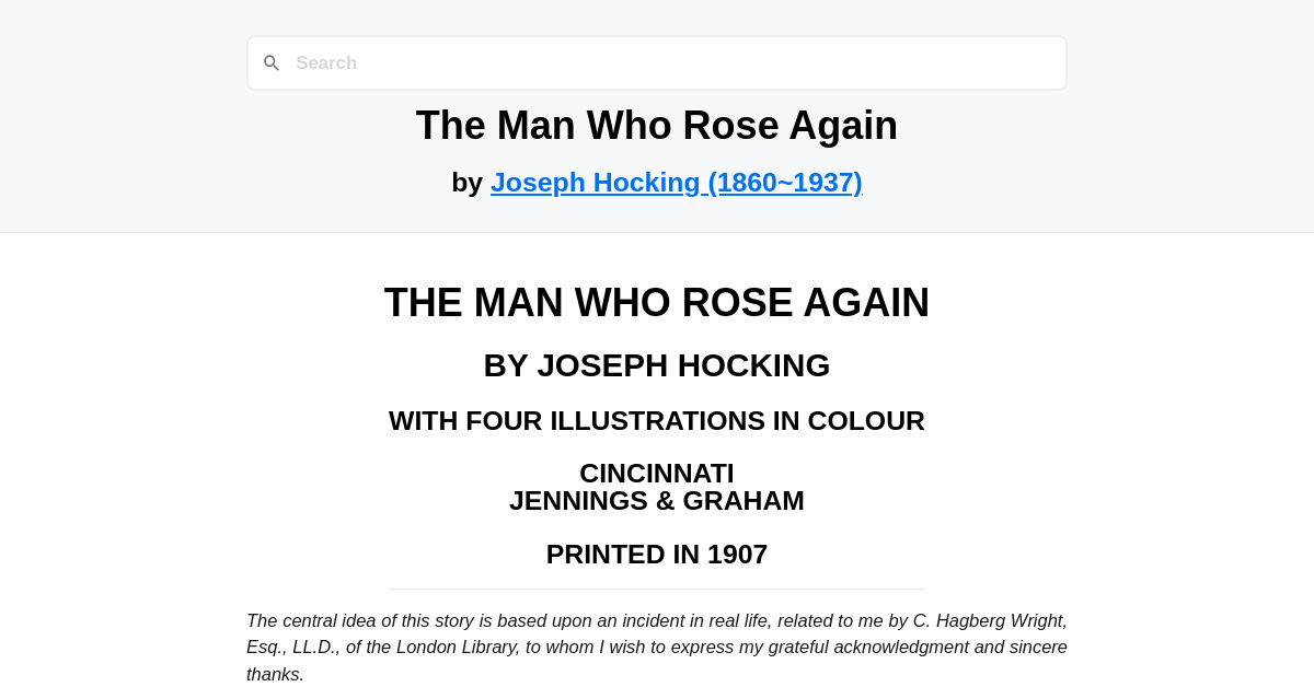 The Man Who Rose Again by Joseph Hocking (1860~1937)