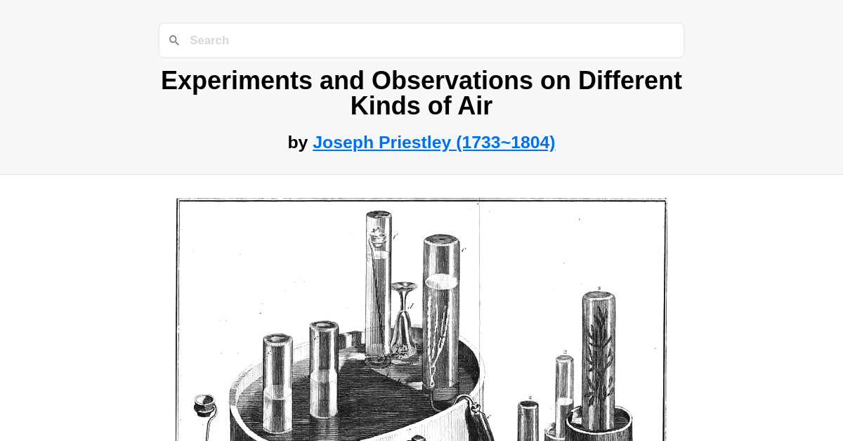 Experiments and Observations on Different Kinds of Air by Joseph ...