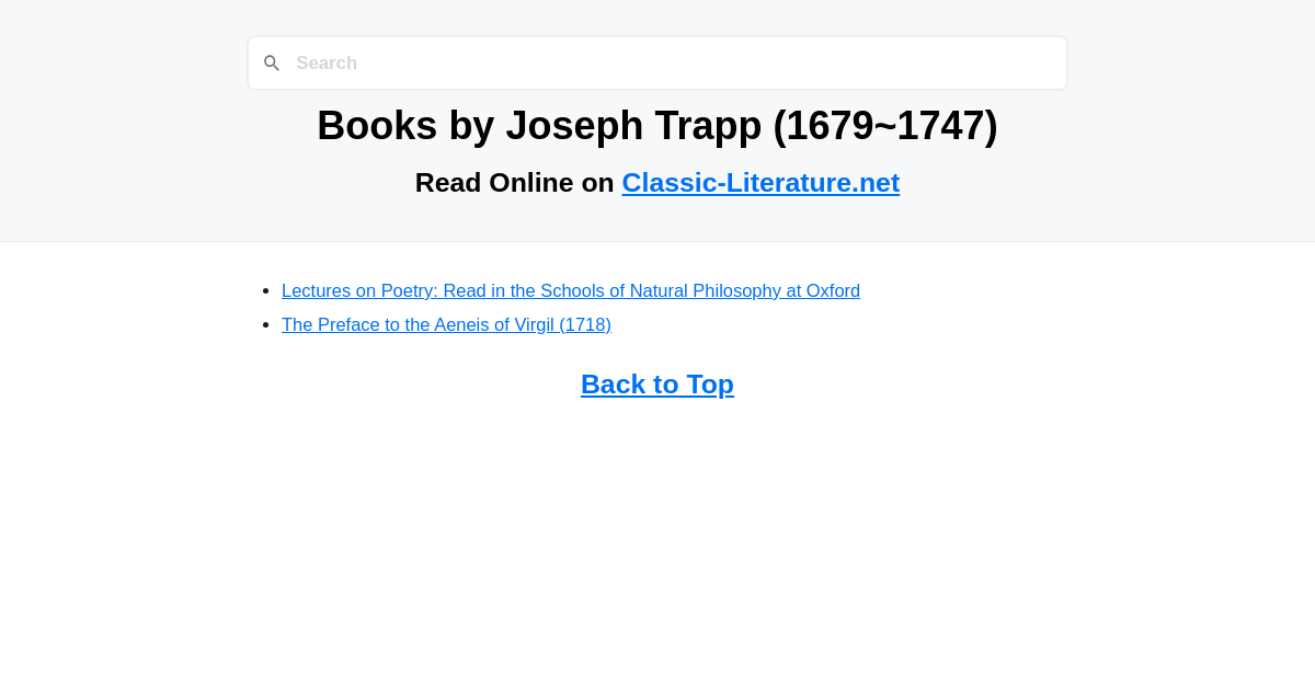 Books by Joseph Trapp (1679~1747) - Read Online on Classic-Literature.net