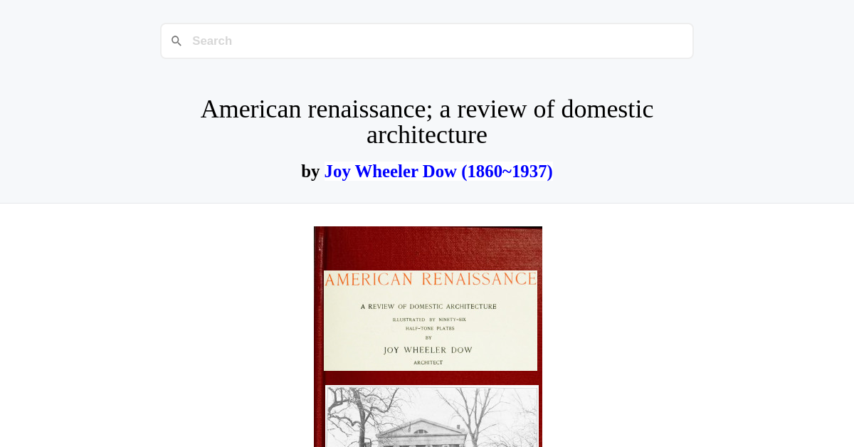 American renaissance; a review of domestic architecture by Joy Wheeler ...
