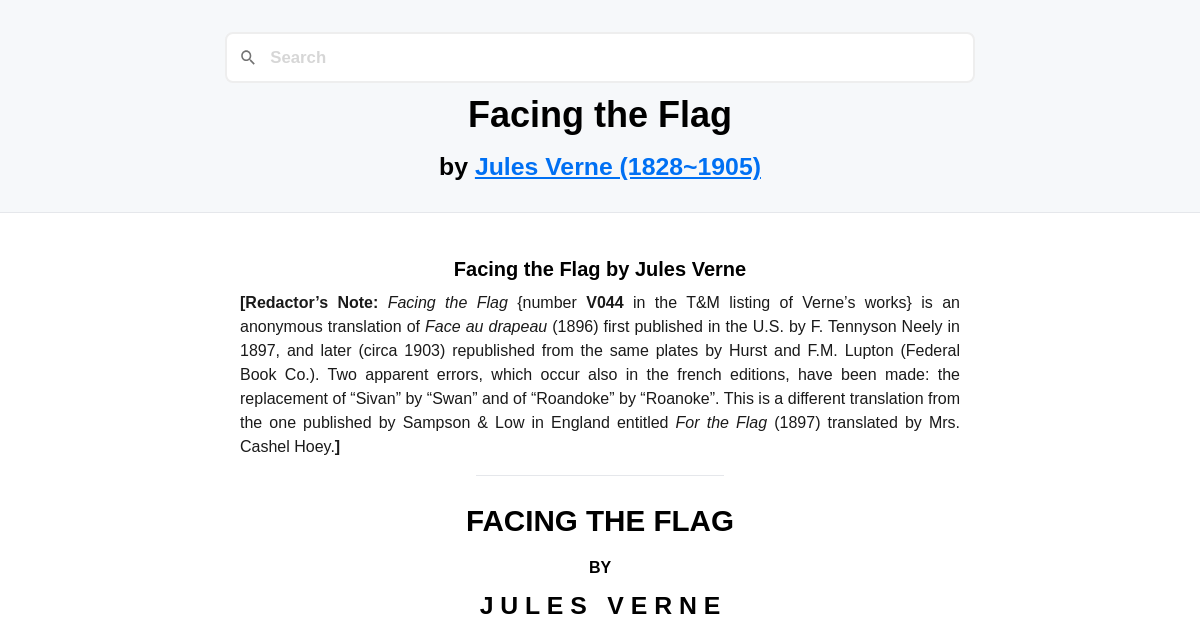Facing the Flag by Jules Verne (1828~1905)