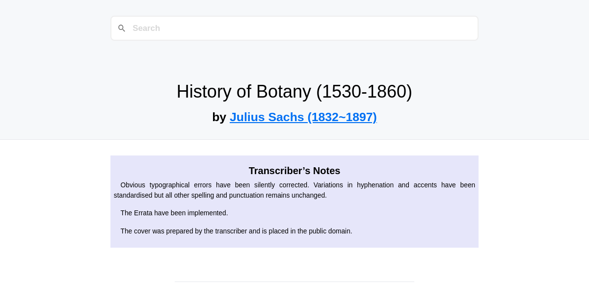 History of Botany (1530-1860) by Julius Sachs (1832~1897)