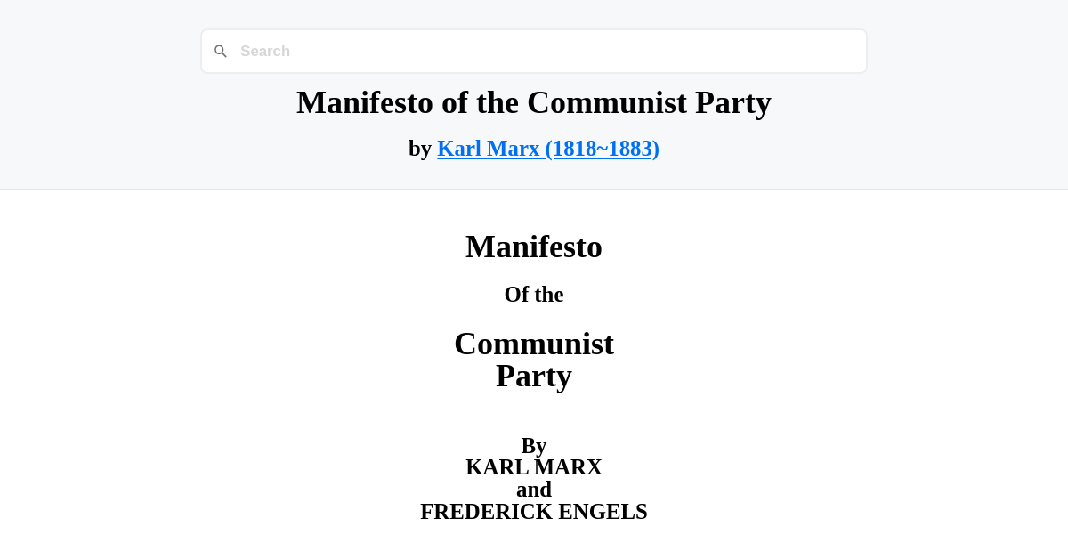 Manifesto of the Communist Party by Karl Marx (1818~1883)