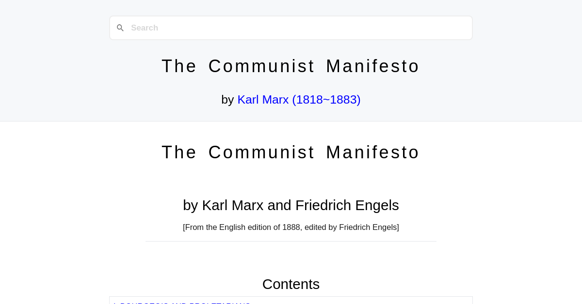 The Communist Manifesto by Karl Marx (1818~1883)