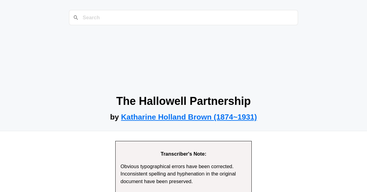 The Hallowell Partnership by Katharine Holland Brown (1874~1931)