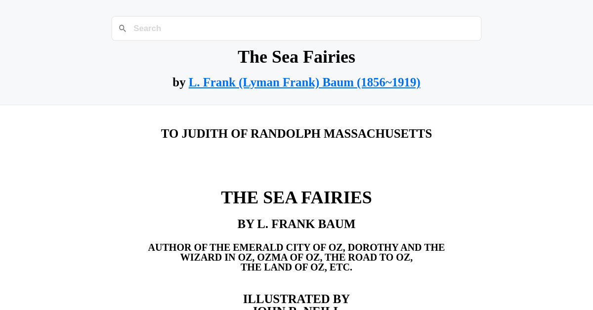 The Sea Fairies by L. Frank (Lyman Frank) Baum (1856~1919)