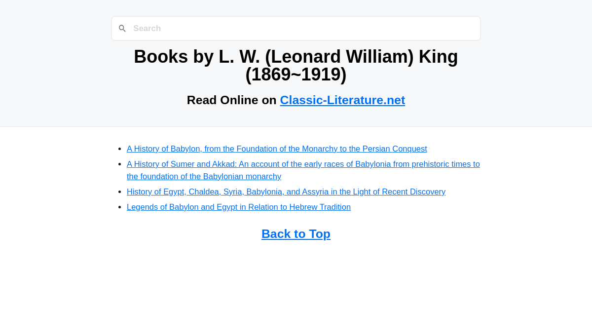 Books by L. W. (Leonard William) King (1869~1919) - Read Online on ...