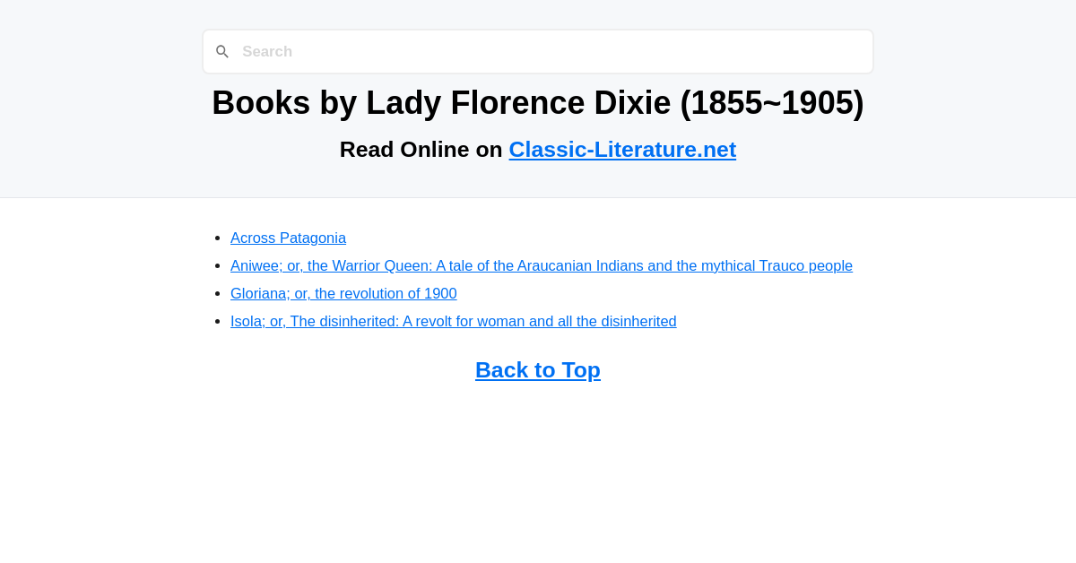 Books by Lady Florence Dixie (1855~1905) - Read Online on Classic ...