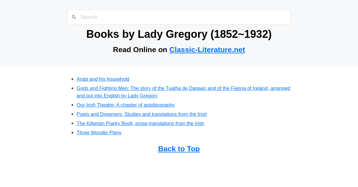 Books by Lady Gregory (1852-1932) - Read Online on Classic-Literature.net