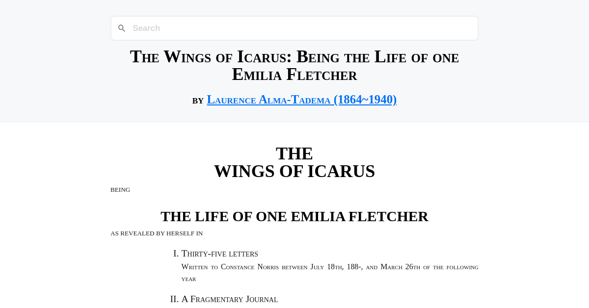 The Wings of Icarus: Being the Life of one Emilia Fletcher by Laurence ...