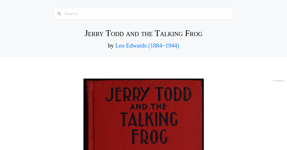 Jerry Todd and the Talking Frog by Leo Edwards (1884~1944)