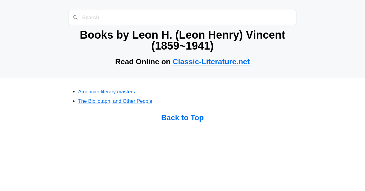 Books by Leon H. (Leon Henry) Vincent (1859~1941) - Read Online on ...