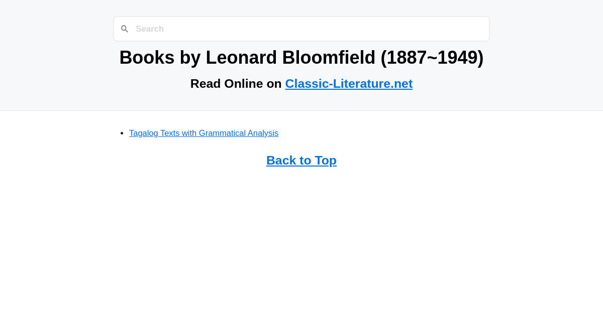 Books by Leonard Bloomfield (1887~1949) - Read Online on Classic ...