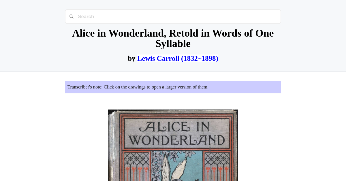 Alice in Wonderland, Retold in Words of One Syllable by Lewis Carroll ...