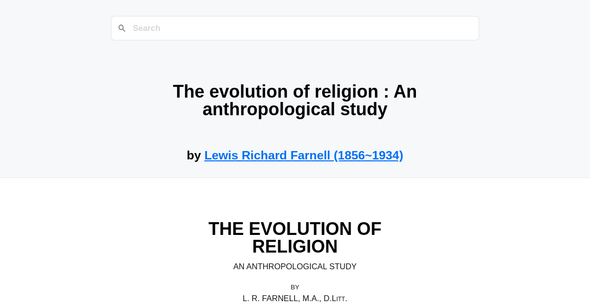 The evolution of religion : An anthropological study