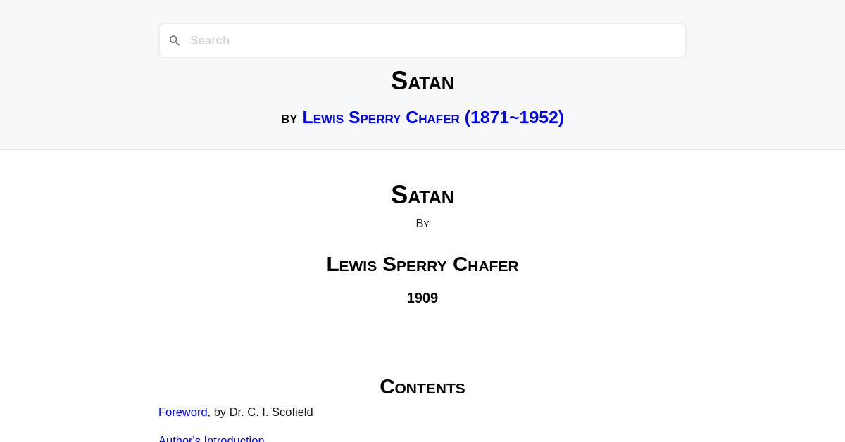 Satan by Lewis Sperry Chafer (1871~1952)