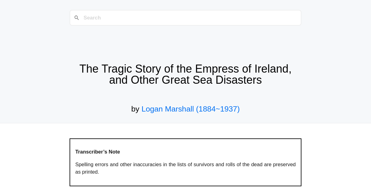 The Tragic Story of the Empress of Ireland, and Other Great Sea ...