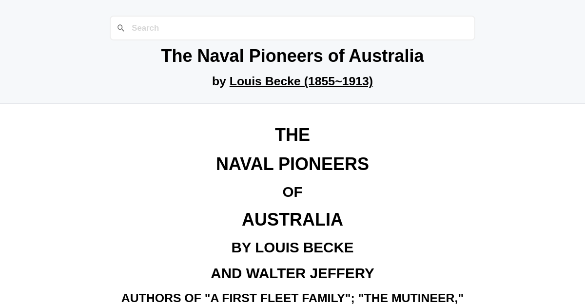 The Naval Pioneers of Australia by Louis Becke (1855~1913)