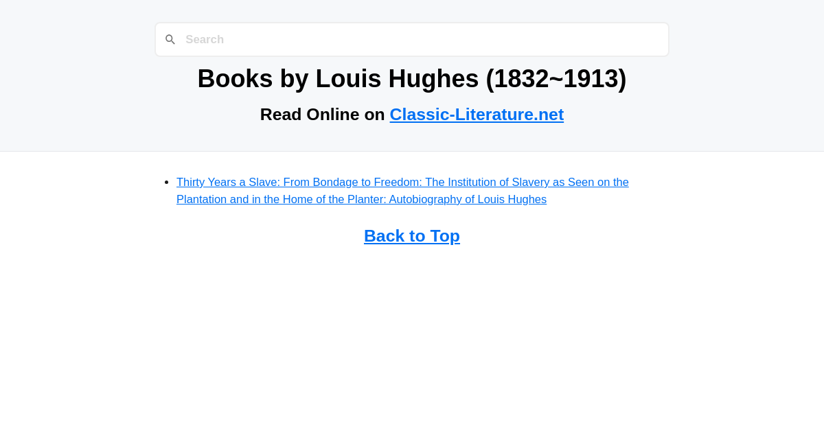 Books by Louis Hughes (1832~1913) - Read Online on Classic-Literature.net