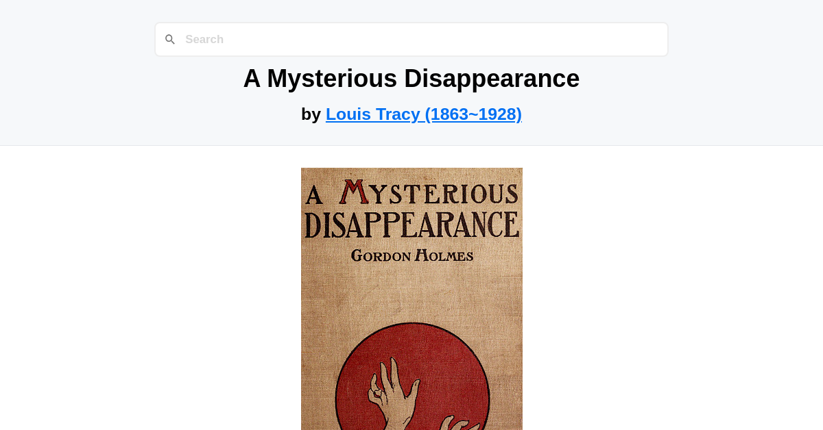 A Mysterious Disappearance by Louis Tracy (1863~1928)