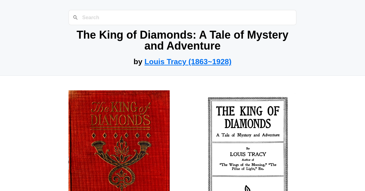 The King of Diamonds: A Tale of Mystery and Adventure by Louis Tracy ...