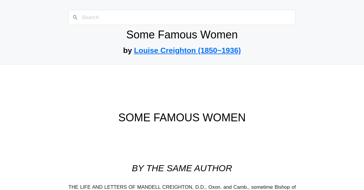 Some Famous Women by Louise Creighton (1850~1936)