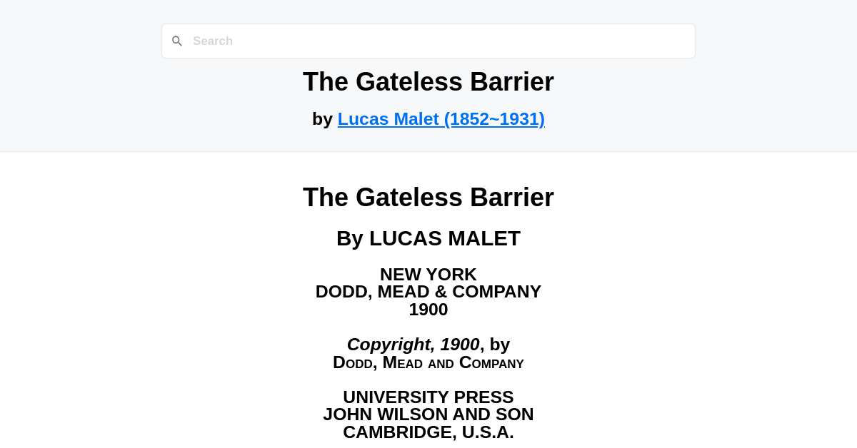 The Gateless Barrier by Lucas Malet (1852~1931)