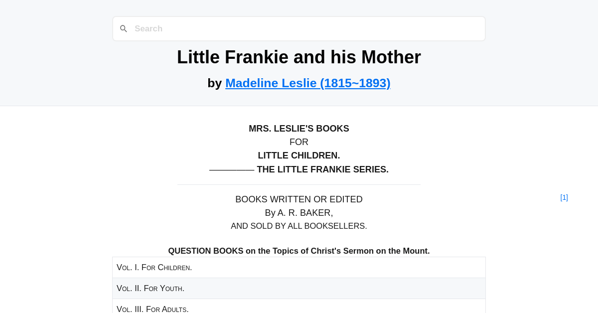Little Frankie and his Mother by Madeline Leslie (1815-1893)