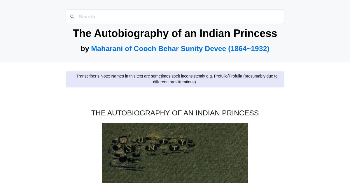 The Autobiography of an Indian Princess by Maharani of Cooch Behar ...