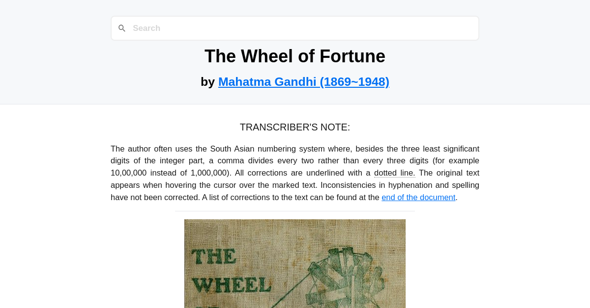 The Wheel of Fortune by Mahatma Gandhi (1869~1948)