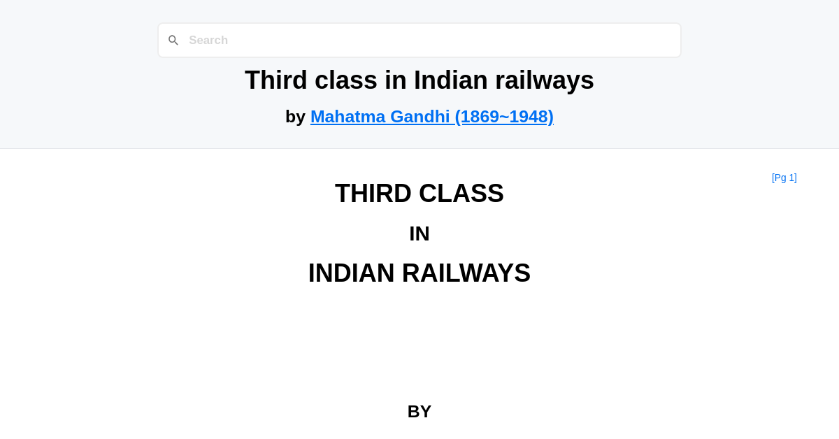 Third class in Indian railways by Mahatma Gandhi (1869~1948)