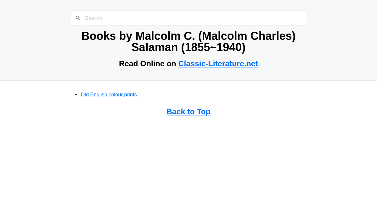 Books by Malcolm C. (Malcolm Charles) Salaman (1855~1940) - Read Online ...