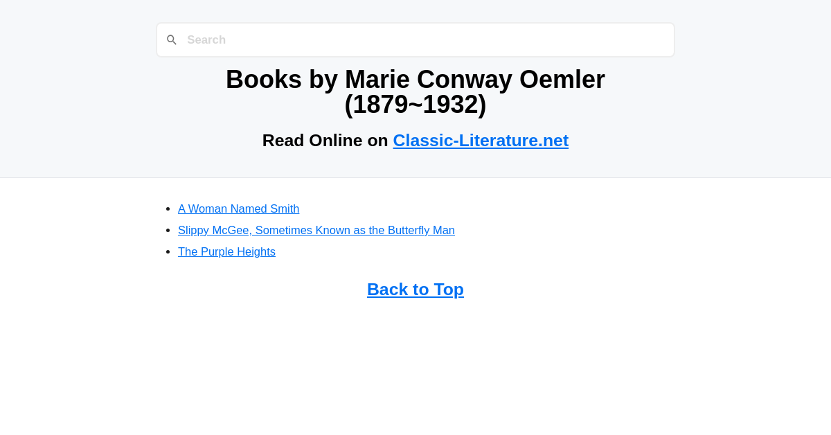 Books by Marie Conway Oemler (1879~1932) - Read Online on Classic ...