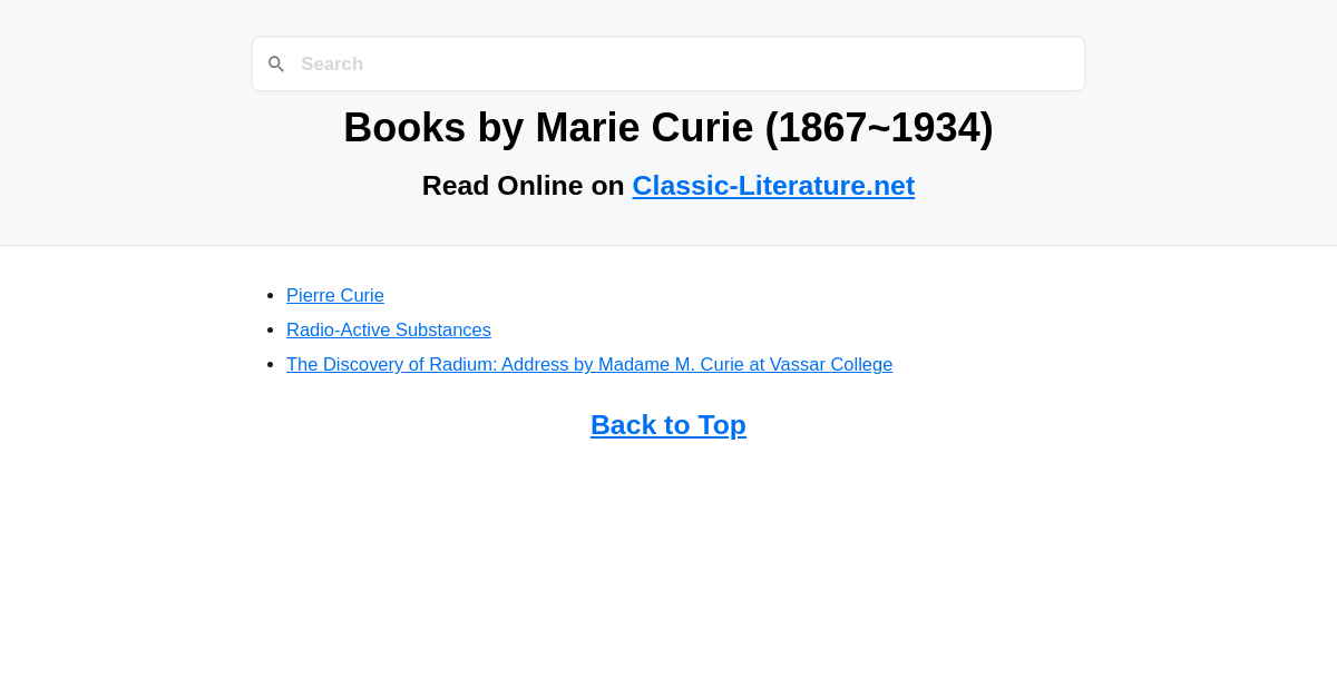 Books by Marie Curie (1867~1934) - Read Online on Classic-Literature.net
