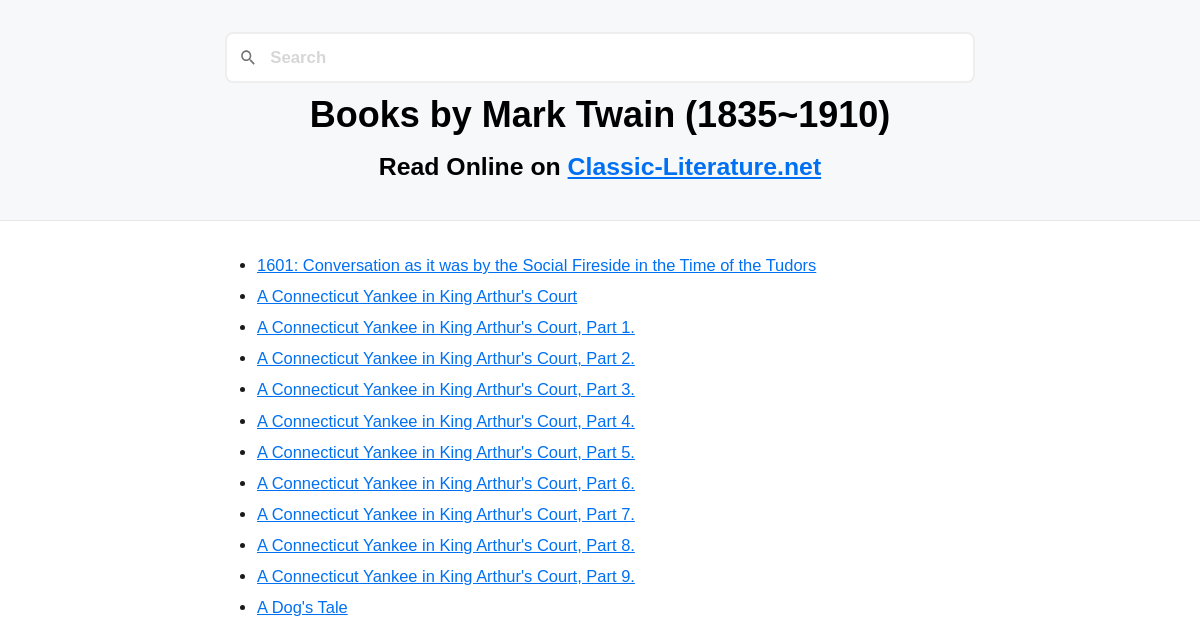 Books by Mark Twain (1835~1910) - Read Online on Classic-Literature.net