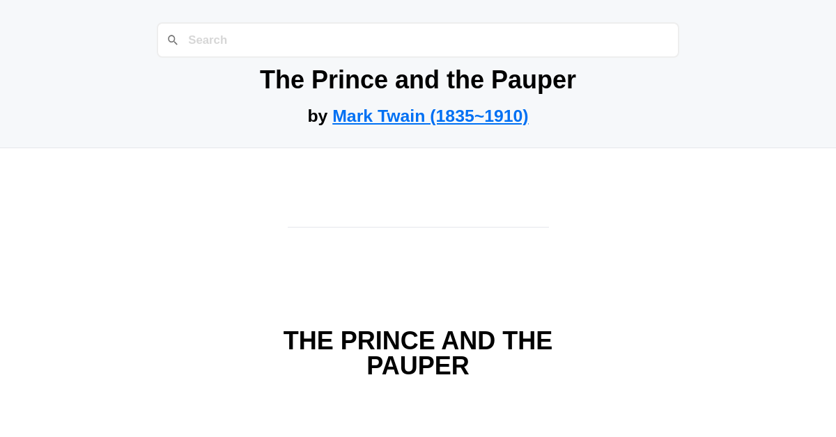 The Prince and the Pauper by Mark Twain (1835~1910)
