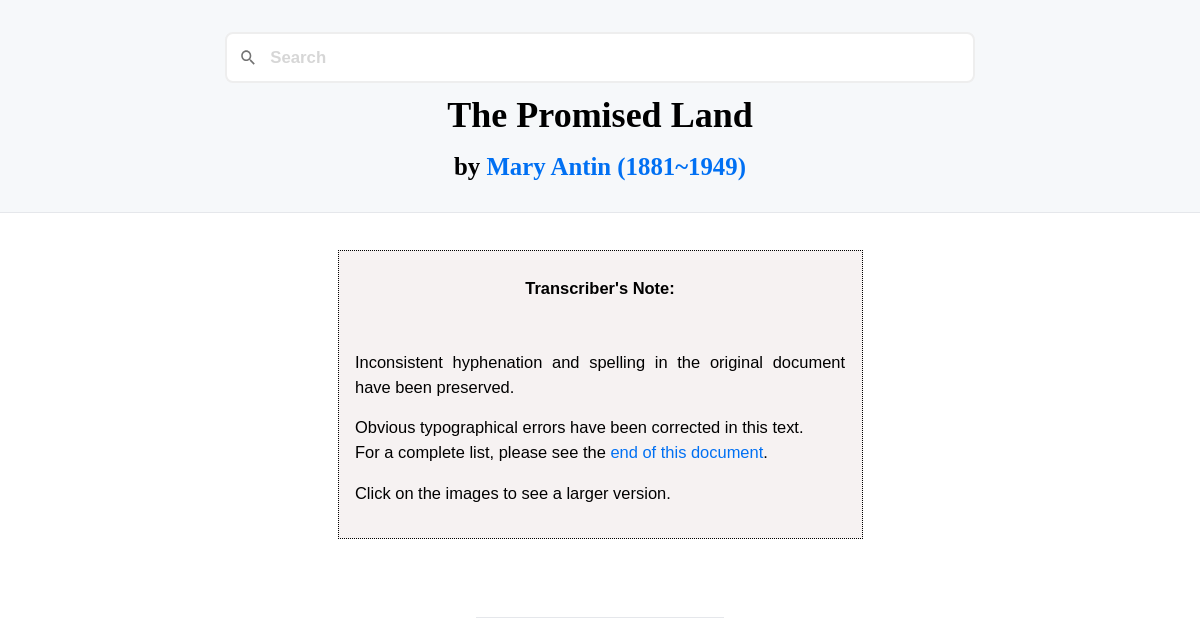 The Promised Land by Mary Antin (1881~1949)