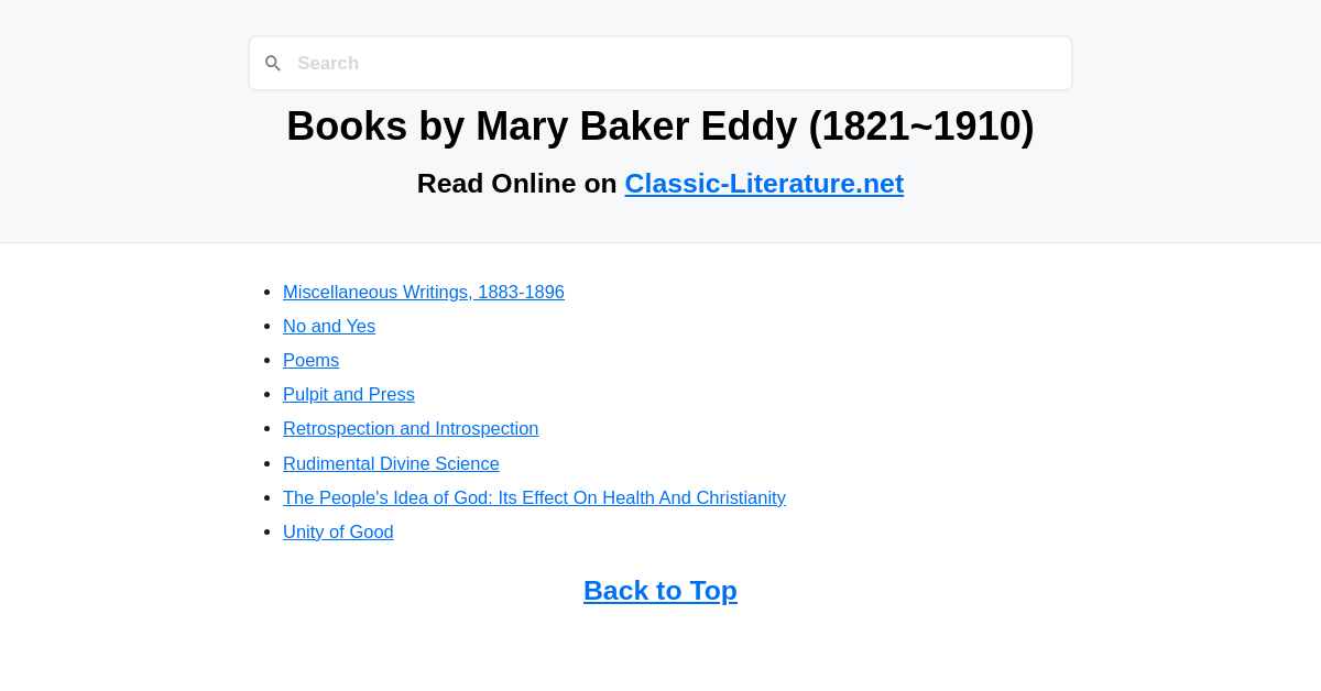 Books by Mary Baker Eddy (1821~1910) - Read Online on Classic-Literature.net