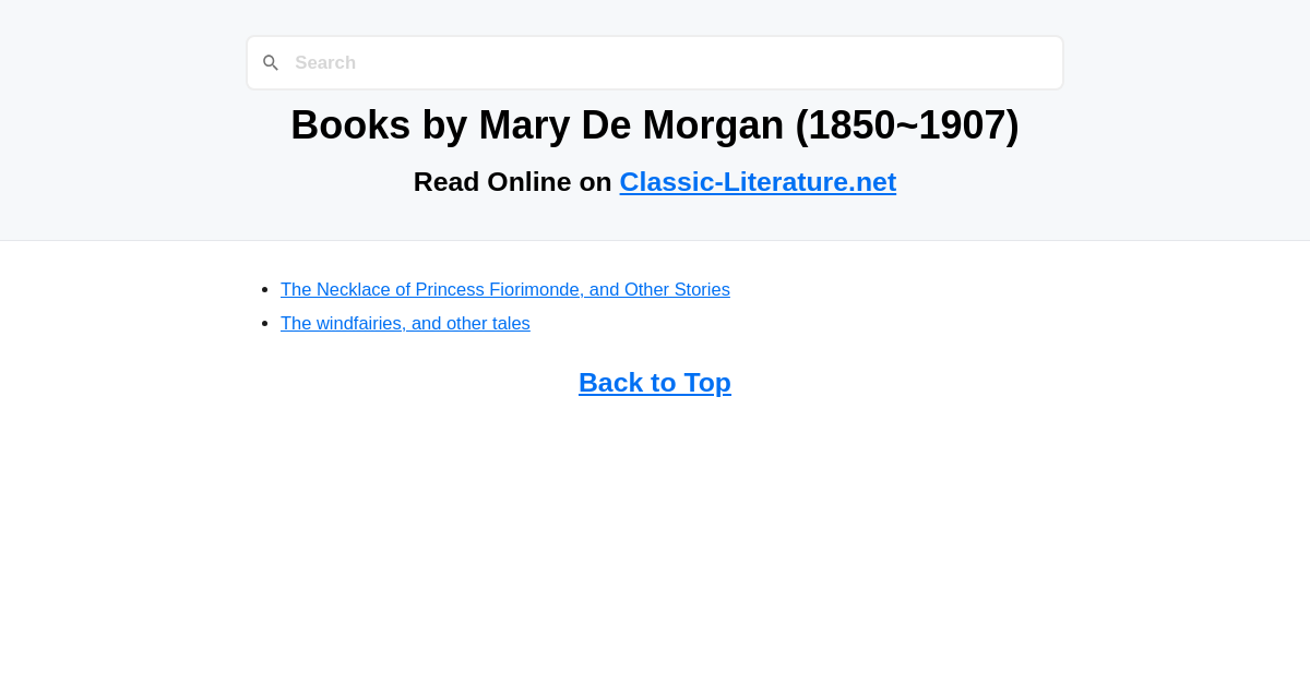 Books by Mary De Morgan (1850~1907) - Read Online on Classic-Literature.net