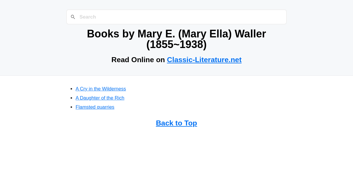 Books by Mary E. (Mary Ella) Waller (1855~1938) - Read Online on ...